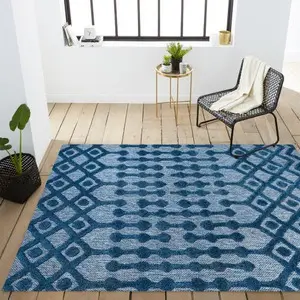 JONATHAN Y Peralta Moroccan Diamond Indoor/outdoor Area Rug - Navy