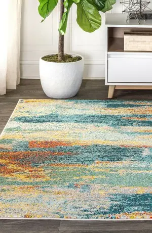 JONATHAN Y Contemporary Pop Modern Abstract Vintage Waterfall Area Rug - Blue/cream/yellow