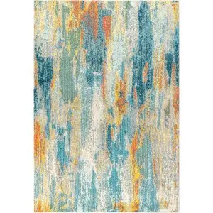 JONATHAN Y Contemporary Pop Modern Abstract Vintage Waterfall Area Rug - Blue/cream/yellow