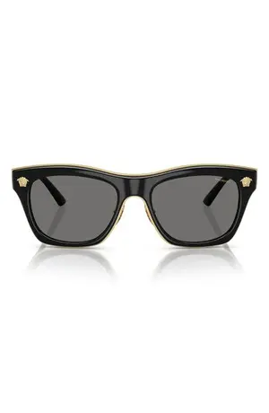 Versace 53mm Polarized Rectangular Sunglasses - Black