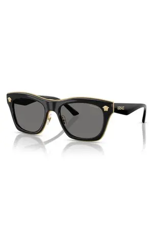 Versace 53mm Polarized Rectangular Sunglasses - Black