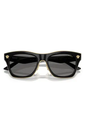 Versace 53mm Polarized Rectangular Sunglasses - Black