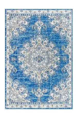 JONATHAN Y Bohemian Flair Boho Vintage Medallion Area Rug - Blue/cream