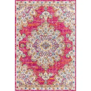 JONATHAN Y Bohemian Flair Boho Vintage Medallion Area Rug - Pink/cream
