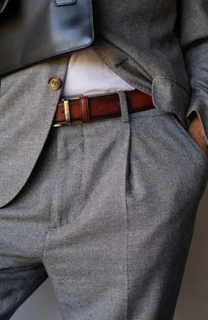 ANTHONY VEER Bari Leather Belt - Tan