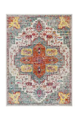 JONATHAN Y Zafra Vintage Medallion Area Rug - Coral/blue/multi