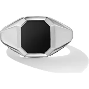 David Yurman Sterling Silver Signet Ring - Sterling Silver/ Black Onyx
