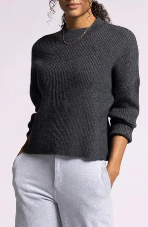 THREAD & SUPPLY Thread & Supply Lana Rib Crewneck Sweater Heather Black