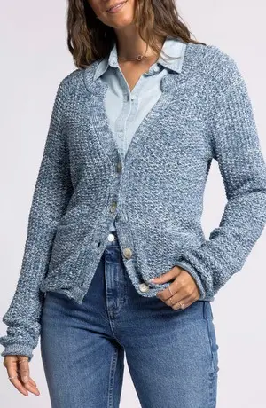 THREAD & SUPPLY Hope Marled Cotton Cardigan - Marled Denim