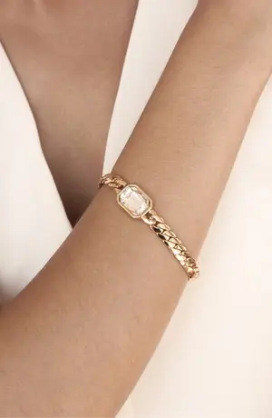 Ettika Deco Crystal Cuban Chain Bracelet - Gold