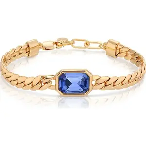 Ettika Deco Crystal Cuban Chain Bracelet - Sapphire