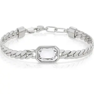 Ettika Deco Crystal Cuban Chain Bracelet - Silver