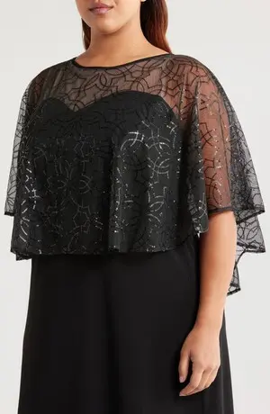 CONNECTED APPAREL Sequin Cape Gown