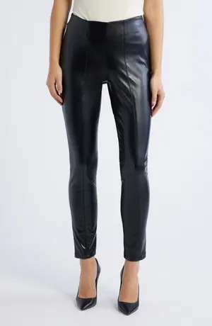 TAHARI ASL Faux Leather Ponte Pants