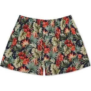 DRUTHERS NYC Organic Cotton Oahu Hawaiian Print Boxer Short Oahunavy