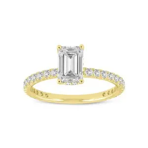 LUVMYJEWELRY 2.08ctw Emerald Cut Lab Grown Diamond Engagement Ring - 14k Yellow Gold