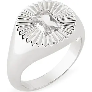 MIRANDA FRYE Ember Cubic Zirconia Sunburst Signet Ring - Silver