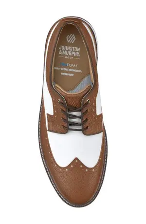 Johnston & Murphy Upton Gl3 Luxe Hybrid Golf Shoe - Tan/ White Wp Scotch Grain
