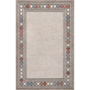 JONATHAN Y Sebastian High-low Modern Diamond Border Indoor/outdoor Area Rug - Brown/ivory