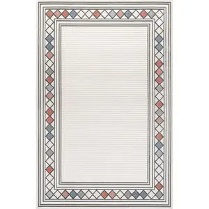 JONATHAN Y Sebastian High-low Modern Diamond Border Indoor/outdoor Area Rug - Ivory/beige