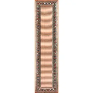 JONATHAN Y Sebastian High-low Modern Diamond Border Indoor/outdoor Area Rug - Orange/ivory