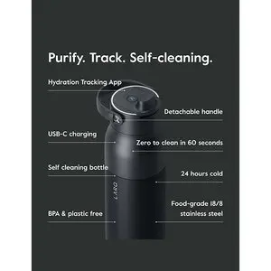 LARQ Purevis Self-cleaning Stainless-steel Bottle 680ml - Obsidian Black