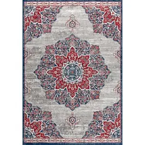 JONATHAN Y Modern Persian Vintage Moroccan Medallion Area Rug - Navy/red