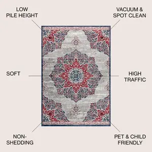 JONATHAN Y Modern Persian Vintage Moroccan Medallion Area Rug - Navy/red