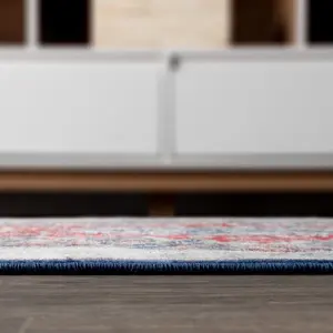 JONATHAN Y Modern Persian Vintage Moroccan Medallion Area Rug - Navy/red