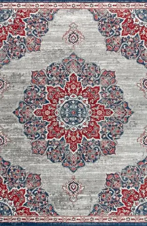 JONATHAN Y Modern Persian Vintage Moroccan Medallion Area Rug - Navy/red