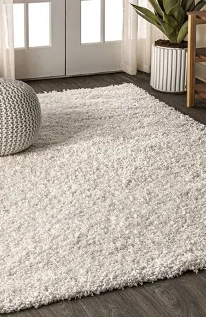 JONATHAN Y Mercer Shag Plush Area Rug - Cream