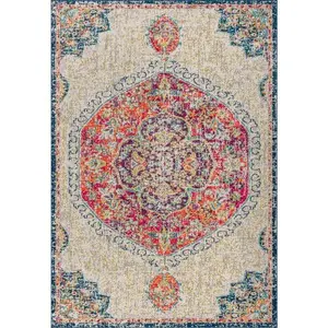 JONATHAN Y Bohemian Flair Boho Vintage Medallion Area Rug - Cream/orange