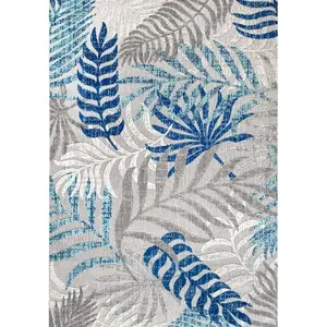 JONATHAN Y Tropics Palm Leaves Indoor/outdoor Area Rug - Gray/blue