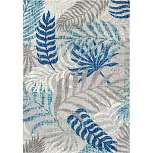 JONATHAN Y Tropics Palm Leaves Indoor/outdoor Rug - Gray/blue