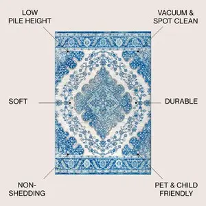 JONATHAN Y Bohemian Flair Boho Vintage Medallion Area Rug - Cream/blue