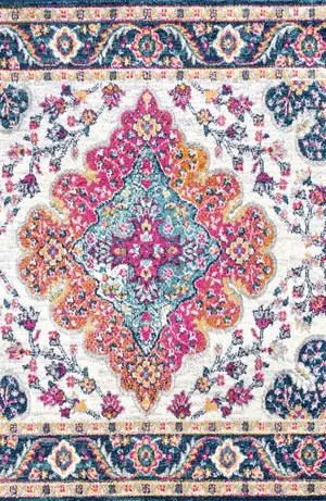 JONATHAN Y Bohemian Flair Boho Vintage Medallion Area Rug Navy/multi
