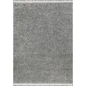 JONATHAN Y Mercer Shag Plush Tassel Area Rug - Charcoal