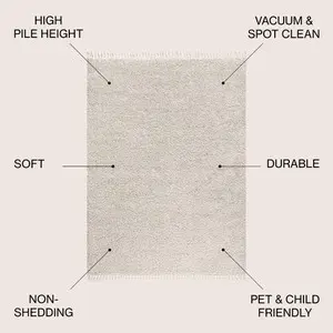 JONATHAN Y Mercer Shag Plush Tassel Area Rug - Cream