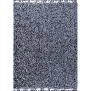 JONATHAN Y Mercer Shag Plush Tassel Area Rug - Denim Blue