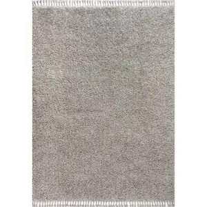 JONATHAN Y Mercer Shag Plush Tassel Area Rug - Gray
