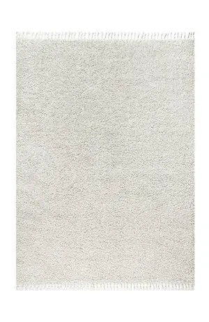 JONATHAN Y Mercer Shag Plush Tassel Area Rug - White