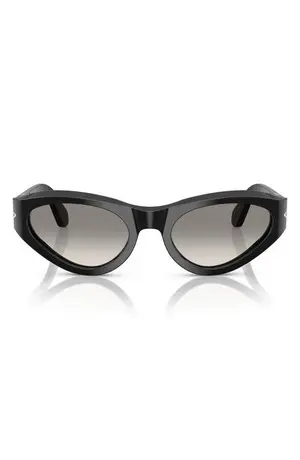 Persol 53mm Polarized Butterfly Sunglasses - Black