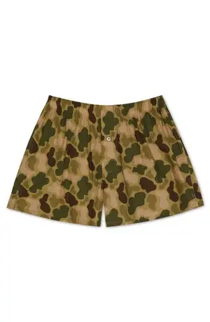 DRUTHERS NYC Organic Cotton Duck Camo Boxer Short - Olive