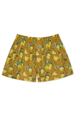 DRUTHERS NYC Organic Cotton Watercolor Lemons Boxer Short Mustard