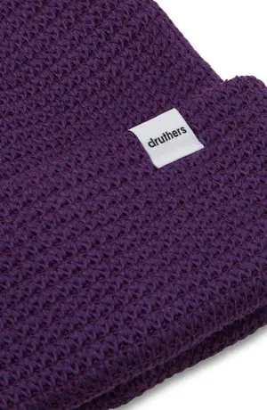 DRUTHERS NYC Organic Cotton Waffle Knit Beanie - Royal Purple
