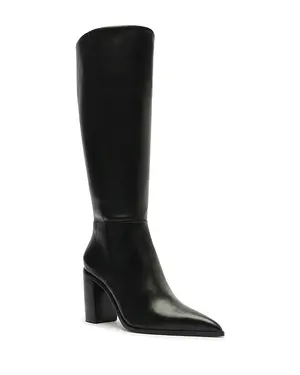 Schutz Mikki Up Block Heel Boots - Black
