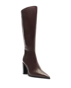Schutz Mikki Up Block Heel Boots - Dark Chocolate