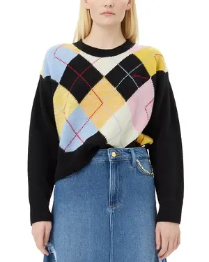 GANNI Harlequin Wool Blend Sweater - Mulitcolor