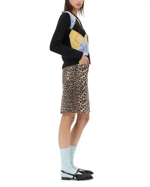 GANNI Harlequin Wool Blend Cardigan