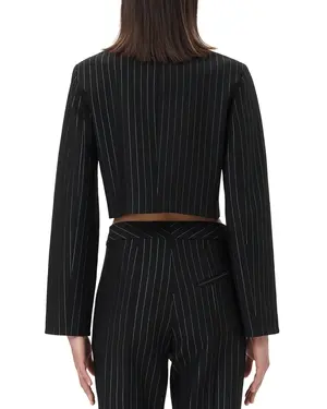GANNI Striped Crop Blazer